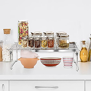 Orgneas Expandable Cabinet Shelf Organizer, Adjustable Freezer Shelf 16.7"-24.8" Thickened Heavy Duty Shelf Organizer Rack for Kitchen Countertop Cupboard Organization and Storage