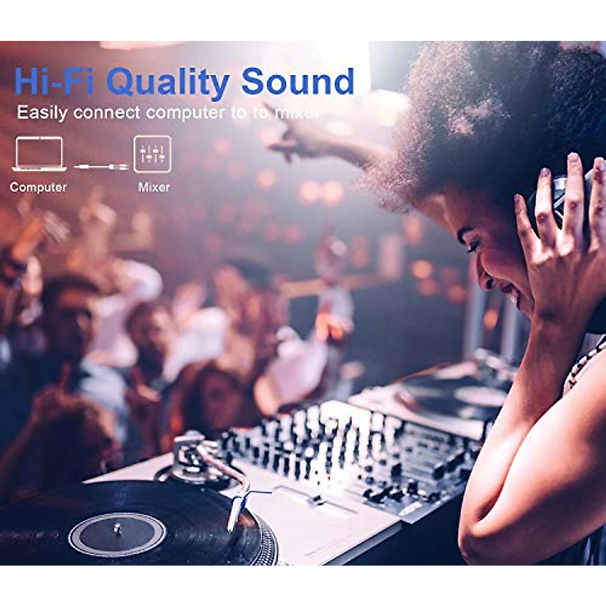 NC XQIN 3.5mm 1/8" TRS to Dual 6.35mm 1/4" TS Mono Stereo Y-Cable Splitter Cord Compatible for iPhone, iPod, Computer Sound Cards, CD Players, Multimedia Speakers and Home Stereo Systems 30FT