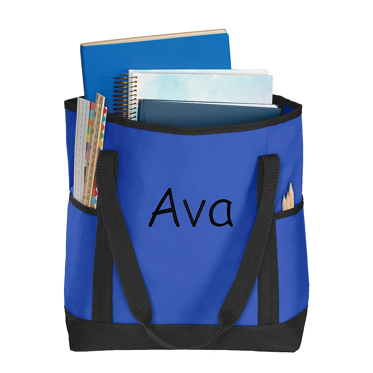 all about me company Personalized Zippered Tote| On-The-Go Monogrammed Tote Bag | Customize with a Name or Monogram (Royal-Name)