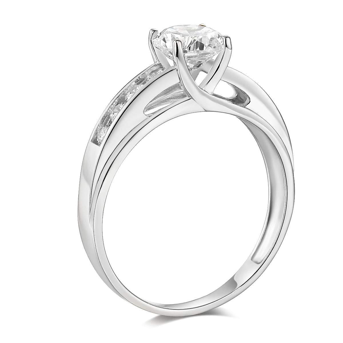 14k White Gold SOLID Wedding Engagement Ring - Size 8