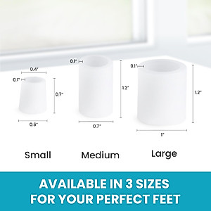 Povihome Toe Sleeves, Toe Protectors, 12 Pack Toe Tube Pads for Hammer Toe,Stubbed Toe,Corns, Calluses Protect (3 Different Sizes, White)