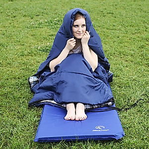 REDCAMP Cotton Flannel Sleeping Bag for Adults, XL 32/41/50F Comfortable, Envelope with Compression Sack Blue 3lbs (91"x35")
