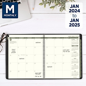 AT-A-GLANCE 2024 Monthly Planner, 9" x 11", Large, Spiral Bound, Recycled, Monthly Tabs, Faux Leather, Black (70260G0524)