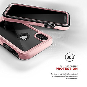 Zizo ION Series for iPhone Xs Max case Military Grade Drop Tested with Tempered Glass Screen Protector (Rose Gold & Clear)