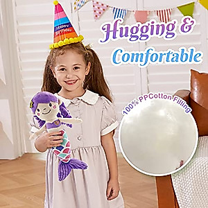 Athoinsu 12'' Purple Mermaid Stuffed Animal Soft Cute Adorable Mermaid Princess Plush Toy Doll Valentine's Day Birthday Children's Day Decors for Toddler Girls