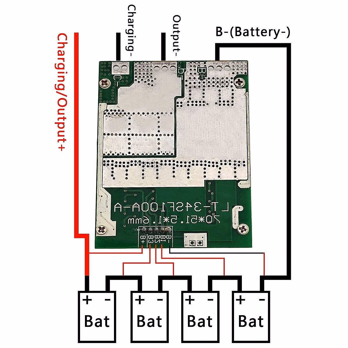 Flylin 1Pcs Battery Protection Board, 4S 100A 12V BMS Battery Protection Board with Balance LiFePO4 Lithium Iron Phosphate Charging Controller LFP (4S 100A 12V)
