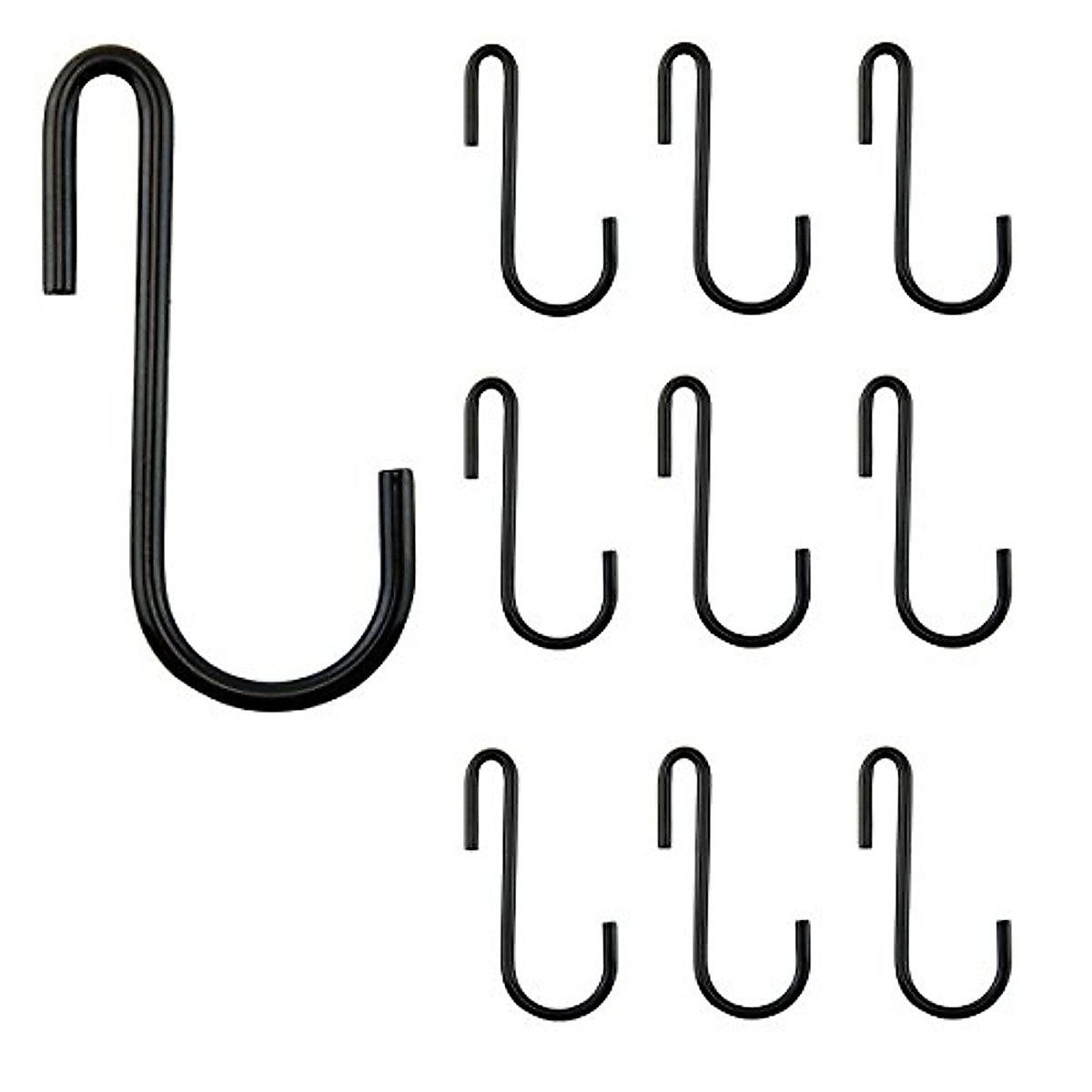 WALLNITURE Multipurpose S Shape Utility Hooks Stainless Steel Black 3.5 Inches Set of 10