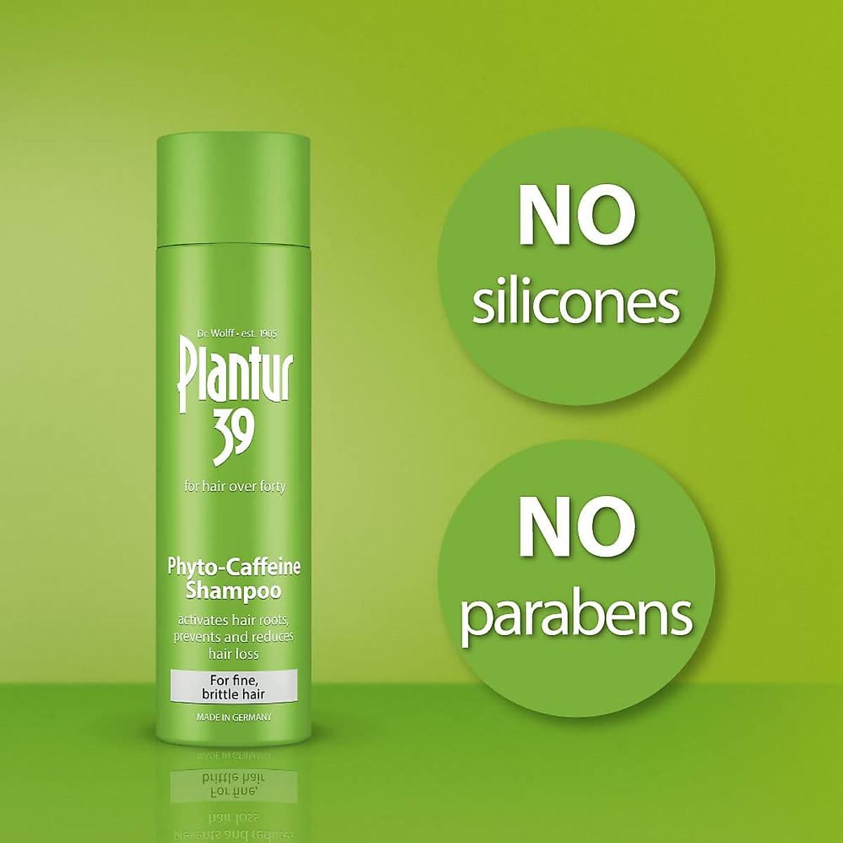 Plantur 39 Natural Phyto Caffeine Shampoo for Thinning Hair for Women, Volumizing Shampoo for Natural Hair Growth for Fine and Thinning Hair, Niacin, Caffeine, Zinc, White Tea Extract, 8.45 floz