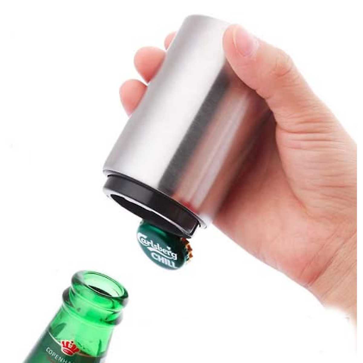 Automatic Beer Bottle Opener Syart Stainless Steel Magnetic Beer Bottle Opener magnet No Damage to Bottle Cap Opener bulk seniors(1pack)