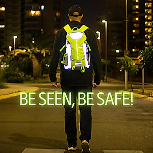 Reflective Motorcycle Backpack. Lightweight 35L sport Backpack for motorcycle, bike or scooter riders, a perfect commuter essential (lime backpack)