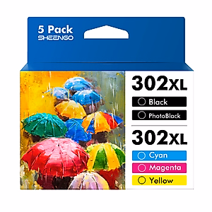 T302 302XL Remanufactured Ink Cartridge Replacement for Epson 302 Ink Cartridge 302XL 302 XL for select Epson Expression Premium Printers XP-6000 XP-6100(Black Photo Black Cyan Magenta Yellow, 5-Pack)