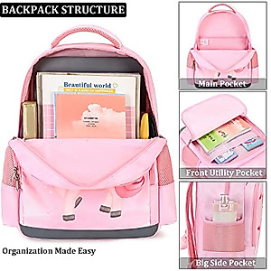 JIANYA Kids Backpack for School Girls Backpack Lunch Box Set Unicorn Preschool Kindergarten Bookbag with Chest Strap