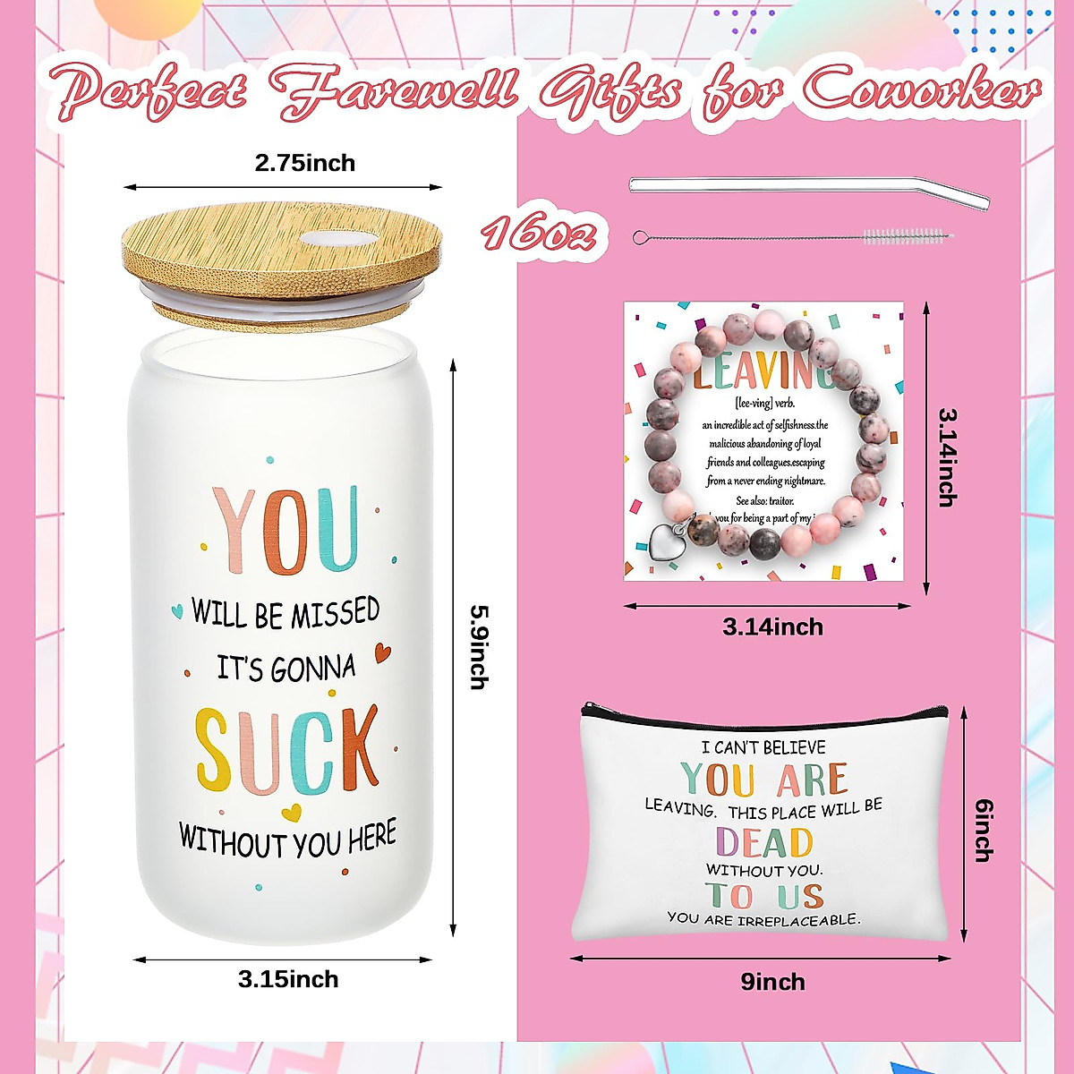 Skylety Farewell Gifts Set Going Away Gift for Coworker New Job Gifts for Women Lucky Goodbye Leaving Job Gifts for Coworker Lady Manager Employee Retirement Christmas (Leaving)