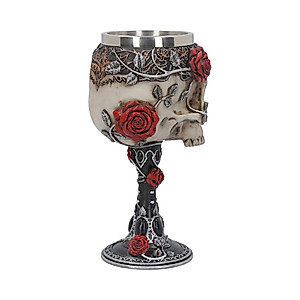 Nemesis Now B4327M8 Gothic Roses Goblet 18cm Black, Resin w/stainless steel insert, One Size
