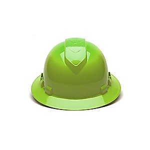 Pyramex Ridgeline Full Brim Hard Hat 4 Point Ratchet Vented Hi-Vis Lime