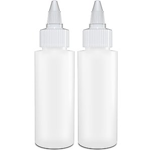 BRIGHTFROM Twist Top Applicator Bottles, Squeeze 2 OZ Empty Plastic Bottles, Refillable, Open/Close Nozzle - Multi Purpose (Pack of 2)