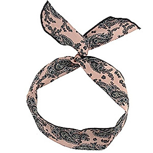 Carede Twist Wire Headbands for Women Retro Paisley Bandana Scarves Flower Leaf Print Head wrap Rabbit ears Bow Hairbands Hair Holder Hair Accessory,Pack of 9