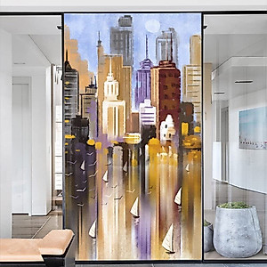 Window Film Window Decal Window Film Privacy Frosted Glass Sticker Birds Building Decoration Adhesive Sticker for Home Privacy Window Decal (Size : 60x120cm)