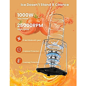 VEWIOR 20 Pieces Smoothie Blender for Shakes and Smoothies, 1000W Blenders for Kitchen, Protein Drinks, Bullet Personal Blender with 2 * 22Oz Smoothie Cups with Lids