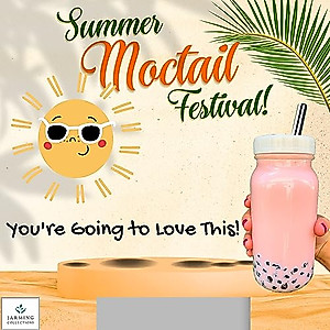 Reusable Smoothie Cup Regular Mouth 24 oz Mason Jar with Wide STAINLESS STEEL Straws Drinking Cups and Lids and Straws- Drinking Lid and BPA Leak Proof Caps by Jarming Collections