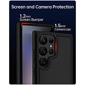 MonsGary Designed for Samsung Galaxy S23 Ultra Case with Stand [3 Kickstand Ways] [Military Shockproof Protection] Hard PC Back & Soft TPU Edge Phone Cover 6.8'' Mystic Black