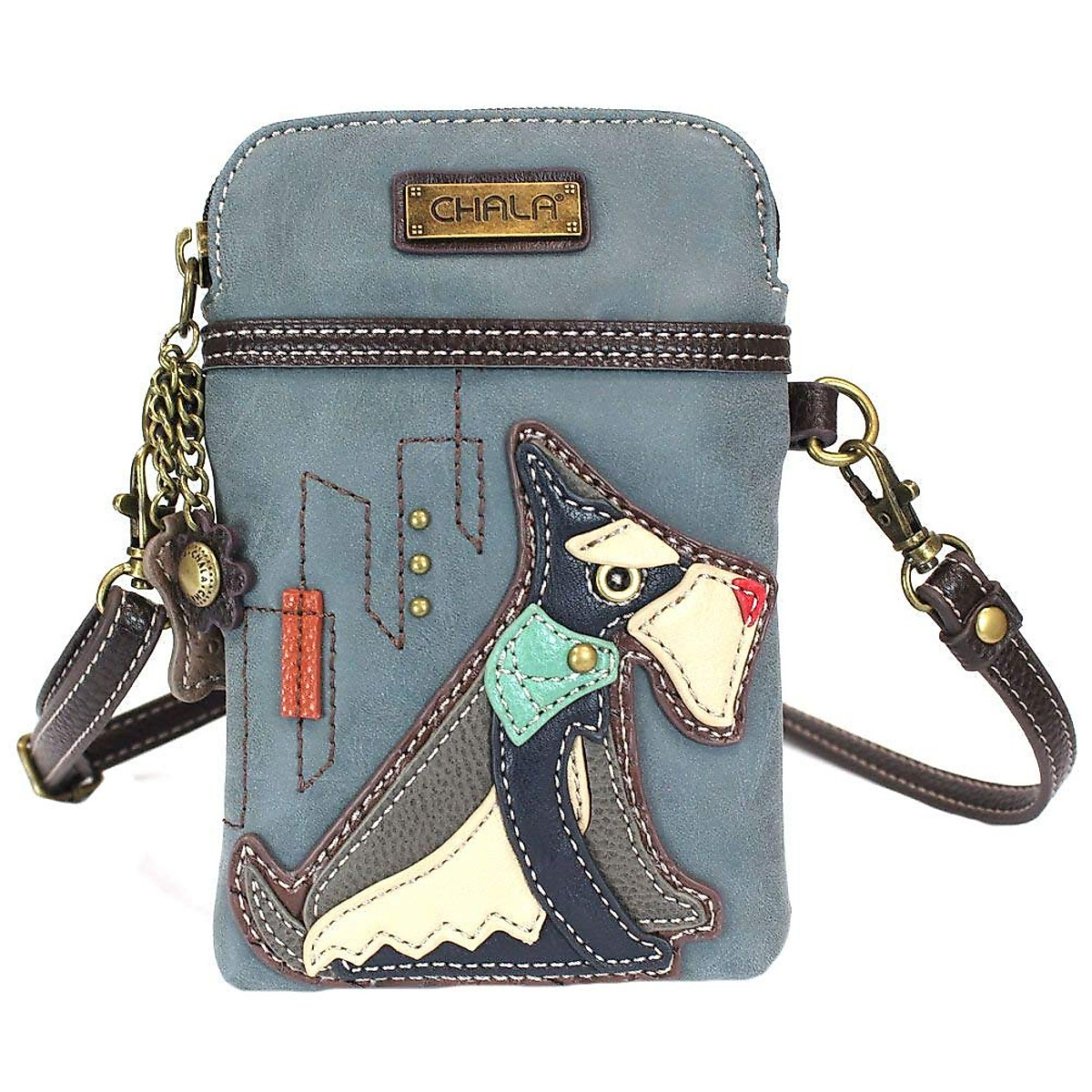 Chala Schnauzer Cellphone Crossbody Handbag - Convertible Strap Schnauzer Mom Gift