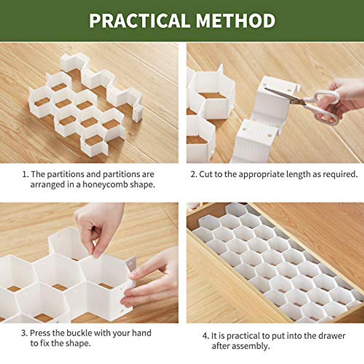 Kocuos Honeycomb Separator Adjustable Drawer Organizer Divider for Underwear Belt-Scarf Socks Organizer (White)