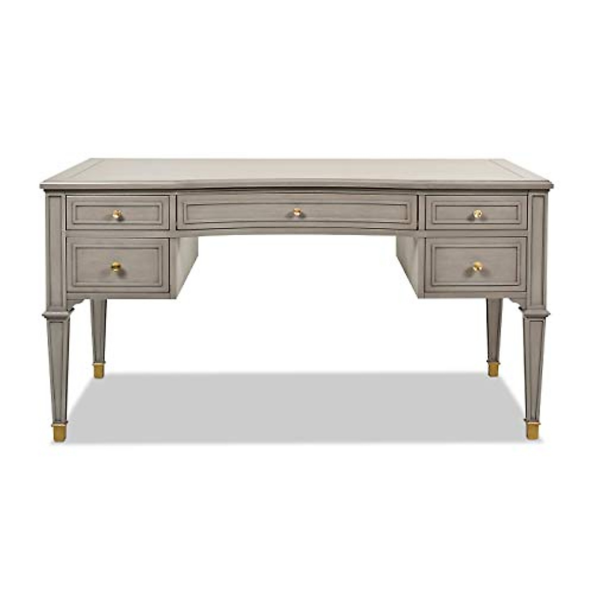 Jennifer Taylor Home JTH Luxe Dauphin Gold Accent 5-Drawer Executive Desk