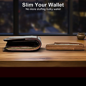 Dinghao RFID Blocking Slim Money Clip Aluminum Wallet Automatic Pop-up Card Case (Texas Brown)