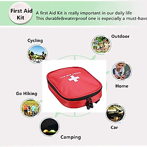 Empty First Aid Kit Bag Double Zipped First Aid Supplies Package Mini Medications Organizer Waterproof Nylon Medical Survival Kit Rescue Case Handy Travel Medicine Container for Home Car Outdoor