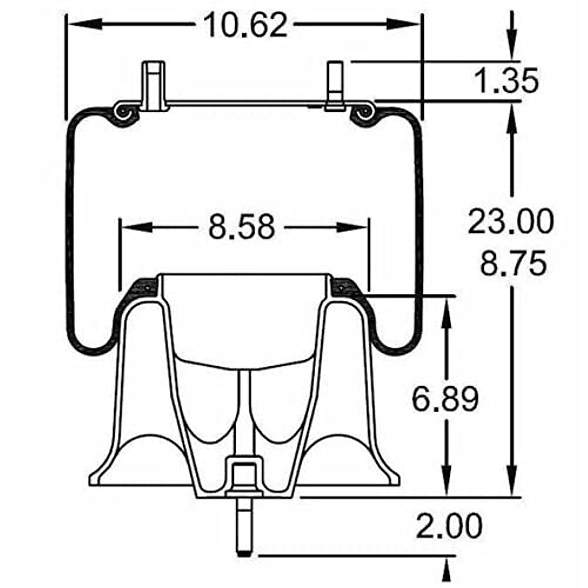 2 pack of TORQUE Air Spring Bag for Freightliner Trucks (Replaces Freightliner 16-13810-000, 1613810000, Firestone 9780, 8537, W01-358-9780, 1R12-189, 1R12-303) (2 x TR9780)