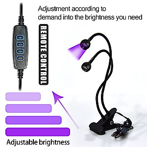 EUGOBRTEN 3W 395NM USB LED Black Light with Clamp, Flexible 360 Degree Gooseneck, Portable Adjustable Purple Lamp for Fluorescent Pattern, Background Light