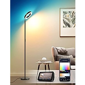 XMCOSY+ Floor Lamp, 2400LM Smart RGBW LED Standing Lamp with Modern Double-Side Lighting, WiFi APP Control, Works with Alexa, 2700K-6400K Color Changing Dimmable Tall Lamps for Living Room Bedroom