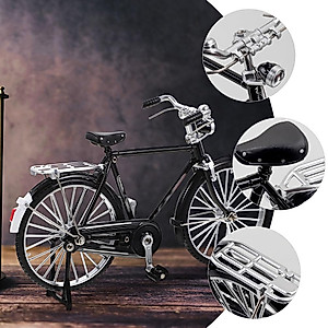 HOMSFOU Alloy Mini Bicycle with Inflator: Miniature Bike 1: 10 Bike Model Alloy Bike Miniature Bike Toy Finger Bike for Collections Bookshelf Decor