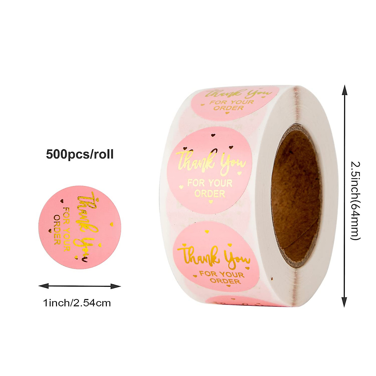 2000Pcs 1 inch Thank You Stickers, Thank You for Your Order Adhesive Sticker Labels for Envelopes Packaging (4 Rolls, Each roll 500Pcs)