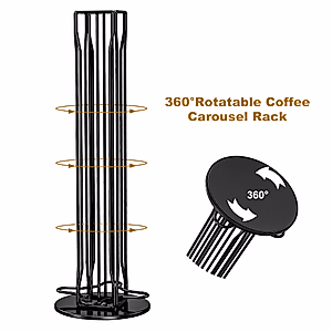 Coffee Pod Holder for Nespresso OriginalLine, ZECENN Coffee Pod Storage Organizer, 360 Degree Rotatable Coffee Capsules Carousel for Nespresso OL, Holds 40 Coffee Pods, Home Countertop Coffee Station Organizer -Black