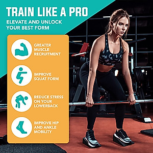 Squat Wedge Block (Box of 3) - Knees Over Toes Epp Foam Blocks - Non-Slip Calf Raise Block - Adjustable Slant Board for Squats - Squat wedges for Yoga & Stretching - Calf Exercise Equipment