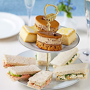 Happy Will 3 Tier 14" Heavy Metal Cake Stand Holder Fruit Plate Stand Fitting Hardware Rod with Stylus (Golden_Leaves)