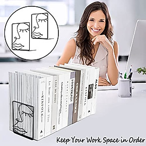 Book Ends Bookends for Shelves - Decorative Simple Design Bookends Non Skid Book Stoppers for Heavy Books CDs, Metal
