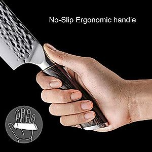Aroma House Damascus Nakiri Knife 7", Heavy Duty Kitchen Knife for Meat and Vegetable, High Carbon Stainless Steel & Pakkawood Handle, Magnetic Box, Amazing Gift Option.