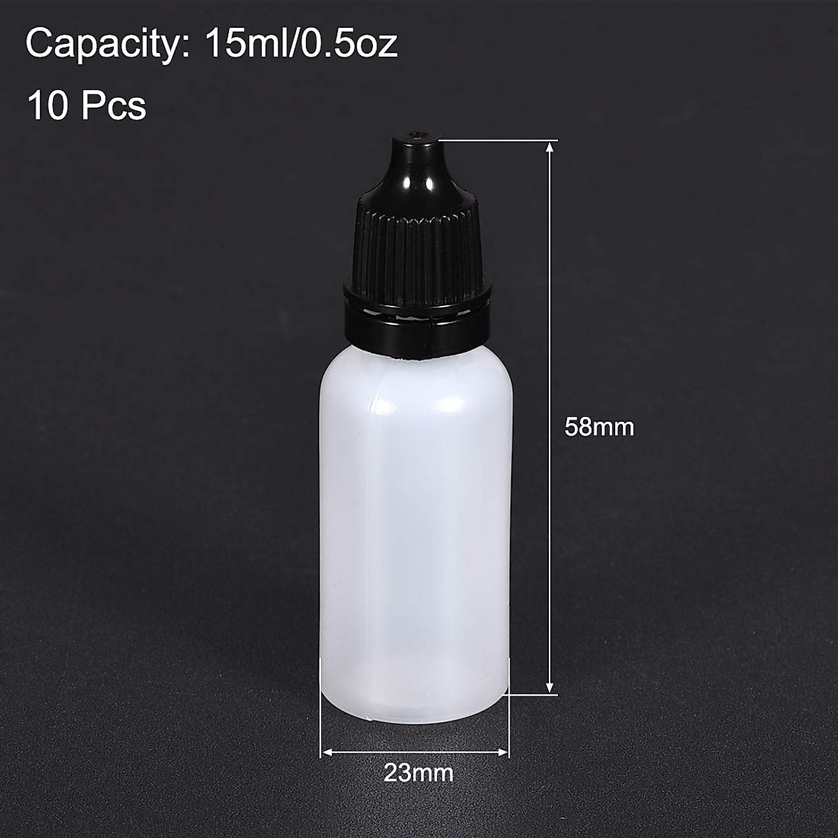 uxcell Plastic Dropper Bottles, 15ml/0.5 oz Empty Squeezable Dropper Bottle with Cap, Black, Pack of 10