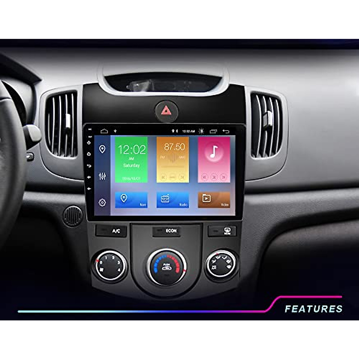 Android 12 Car Stereo Radio Player IPS GPS Navigation Built-in Wireless CarPlay Bluetooth Head Unit Supports Full RCA Backup Camera WiFi DVR TPMS for KIA Forte Cerato 2008 - 2014