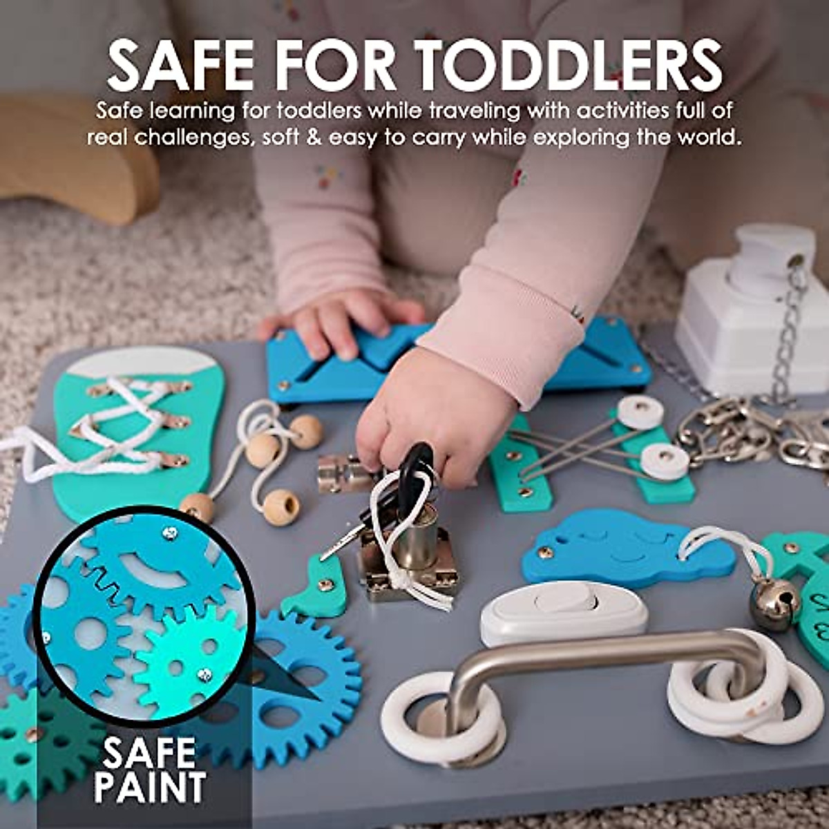 The Baker Shop Sensory Toys for Toddlers, Busy Boards for 1–5 Year Old Girls, and Boys, Preschool Learning Activities, Educational Gifts, Trave (12 x W16 x H2) Inch