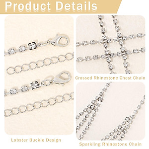 Navoky Rhinestone Layered Body Chain Crystal Bra Chains Summer Beach Nightclub Jewelry Accessories for Women and Girls (Silver)