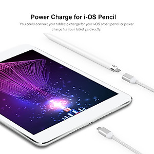 EMATETEK Braided i-Phone Extension Cable Pass Video Audio Music Photo Data, Charge. 1PCS 3.3Feet Male to Female i-Phone Extender Cord Made of Sliver Aluminum & White Braided.(3.3Feet)