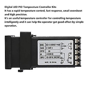 Maxmartt Digital LED Temperature Controller, 0-1300℃ Alarm PID Thermostat Kits, Temperature Controller + Solid State Relay + K Thermocouple