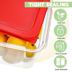 Maxcheck 4 Pcs 4Qt Food Storage Container with Lids Set Square Clear Commercial Containers with Scale and Handle Space Saving for Home Kitchen Restaurant Proof Dough Marinating Meat (Green)