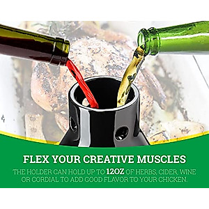 Ceramic Beer Can Chicken Holder for Smokers, Vertical Chicken Cooking Roaster - Infusing the Chicken with the Flavor-infused Steam, Accessories for Green Egg and Classic Joe, Clean-up is A Cinch