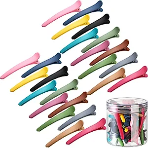 Geosar 24 Pcs Hair Sectioning Clips, Duck Billed Hair Accessories for Styling, Plastic Hair Clips with Container, 2.95 Inch, Colorful, for Women
