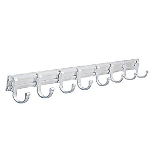 MroMax Wall Mounted 8 Hooks Towel Hat Coat Clothes Wall Hook Rack Rail 20.47"x2.17"(L x W), Silver 1Pcs